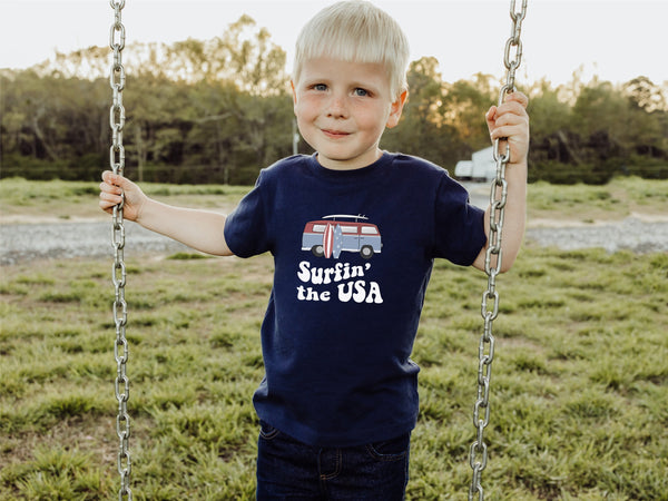 Surfin' USA | Navy Tshirt - Cuddle Sleep Dream