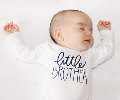 Little Brother Bodysuit | Navy Script Style - Cuddle Sleep Dream